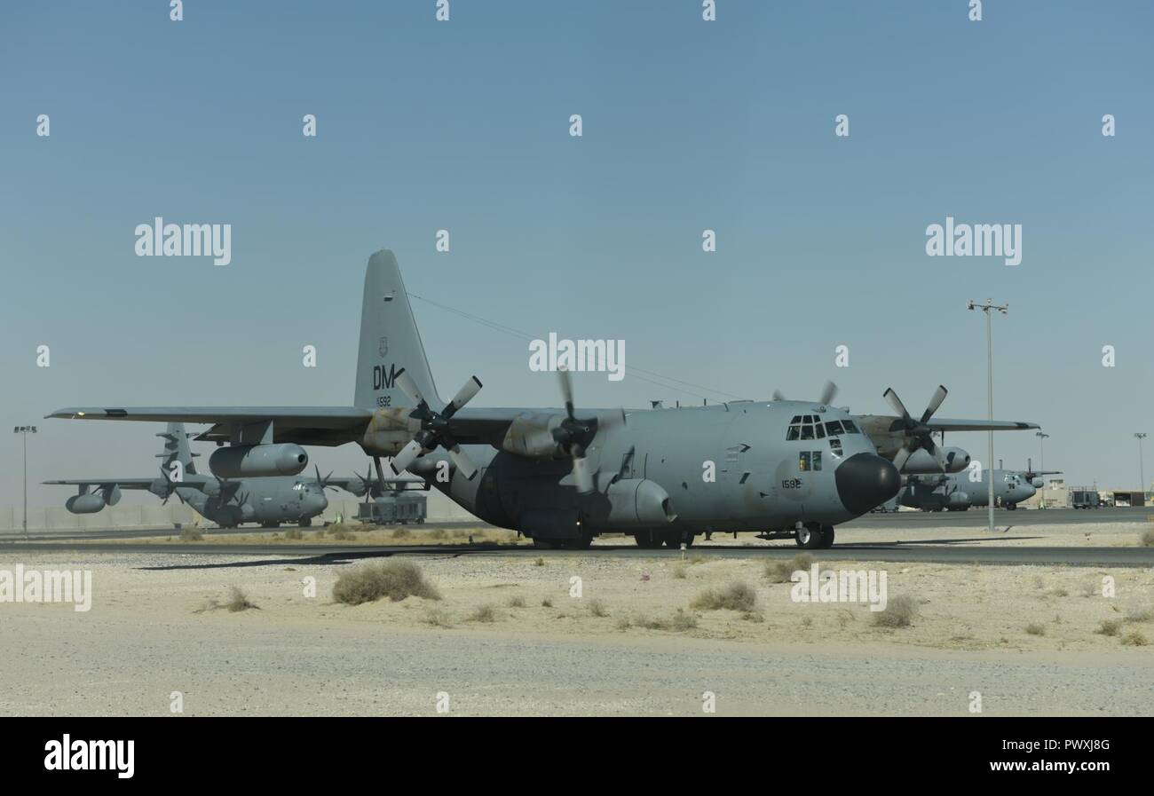 An EC-130H Compass Call travels along the taxiway at an undisclosed ...