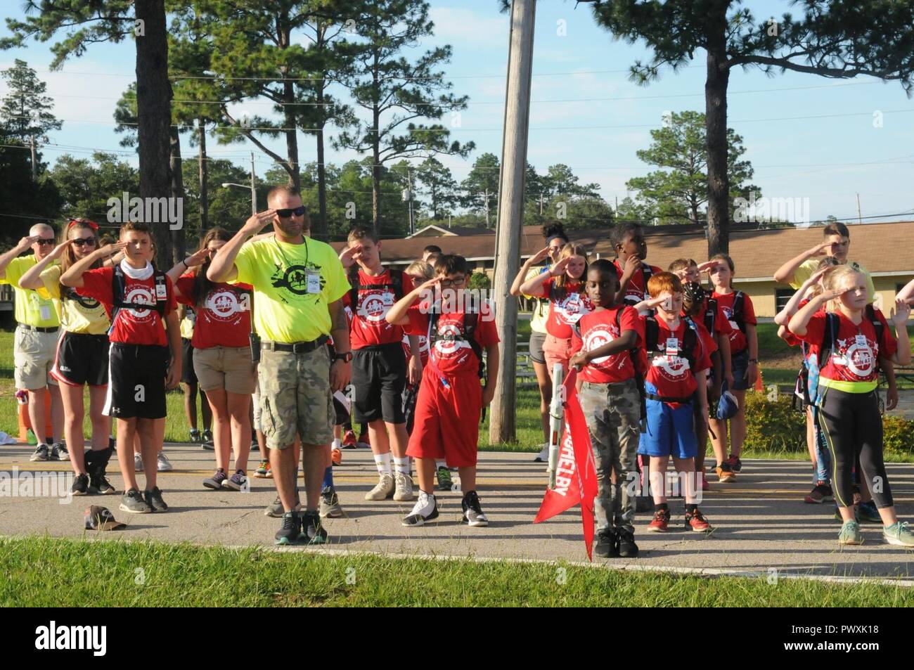 Salute flag kids hi-res stock photography and images - Alamy