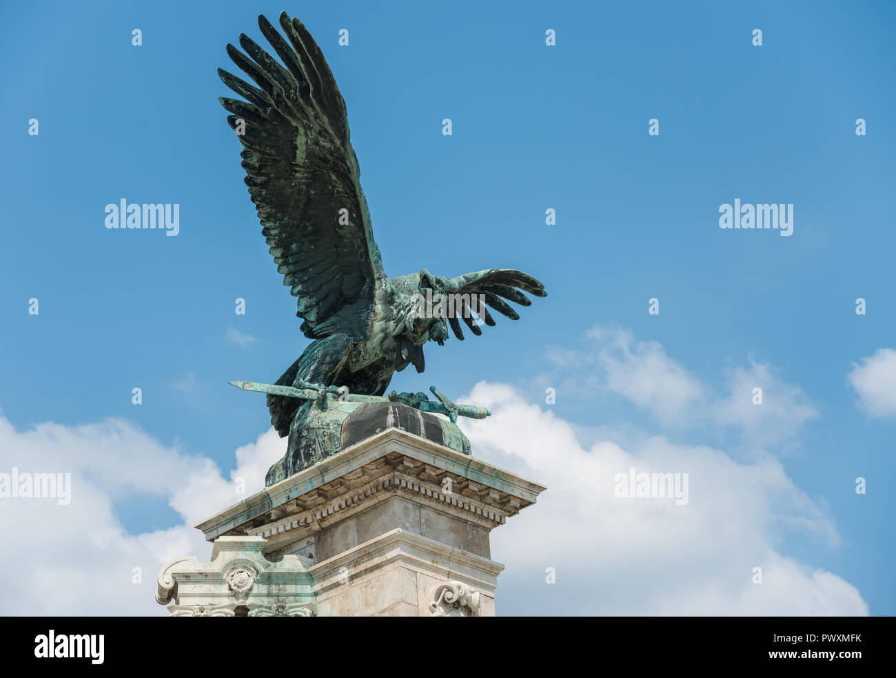 Budapest, Hungary - 5 august 2018: detail of eagle on the gate to the ...