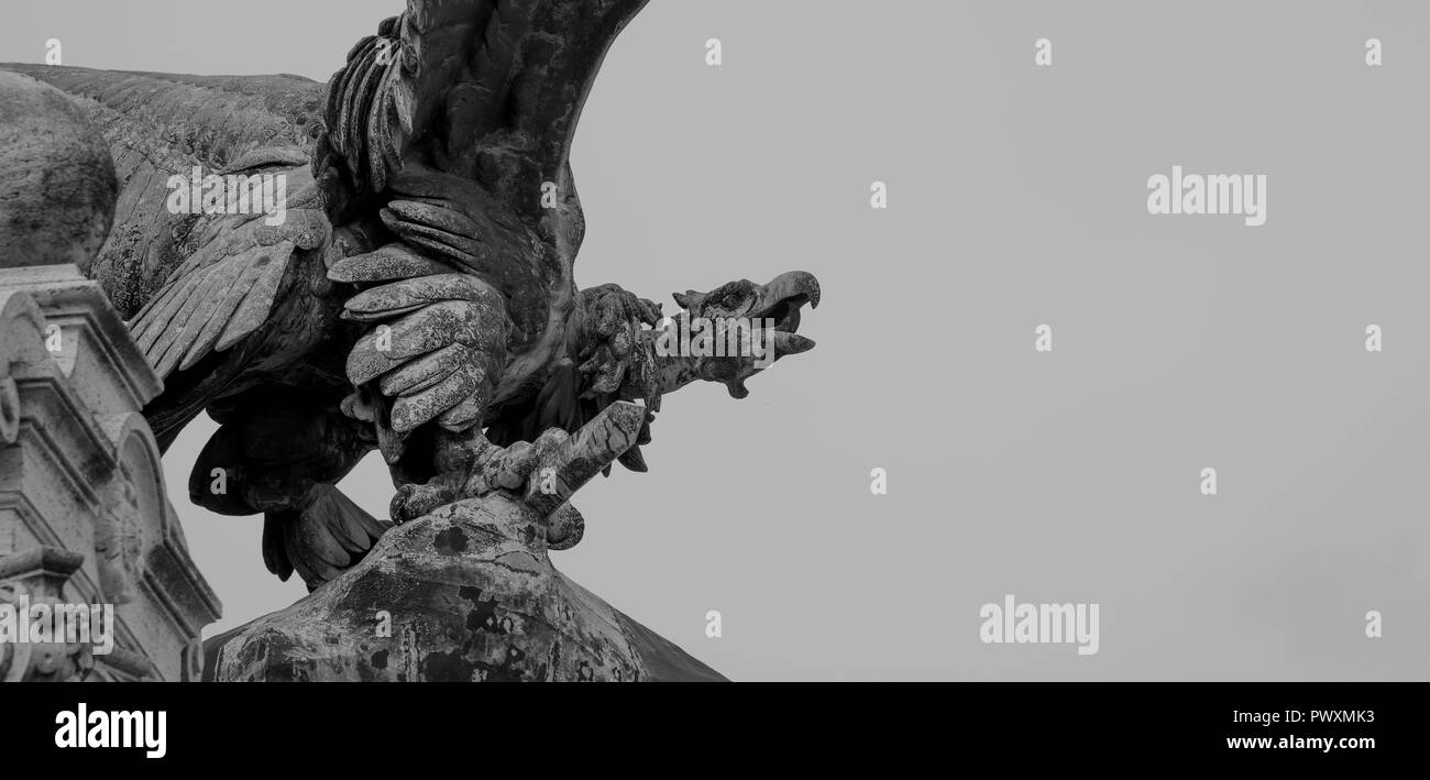 Budapest, Hungary - 5 august 2018: detail of eagle on the gate to the ...