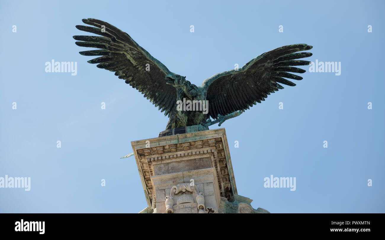 Budapest, Hungary - 5 august 2018: detail of eagle on the gate to the ...
