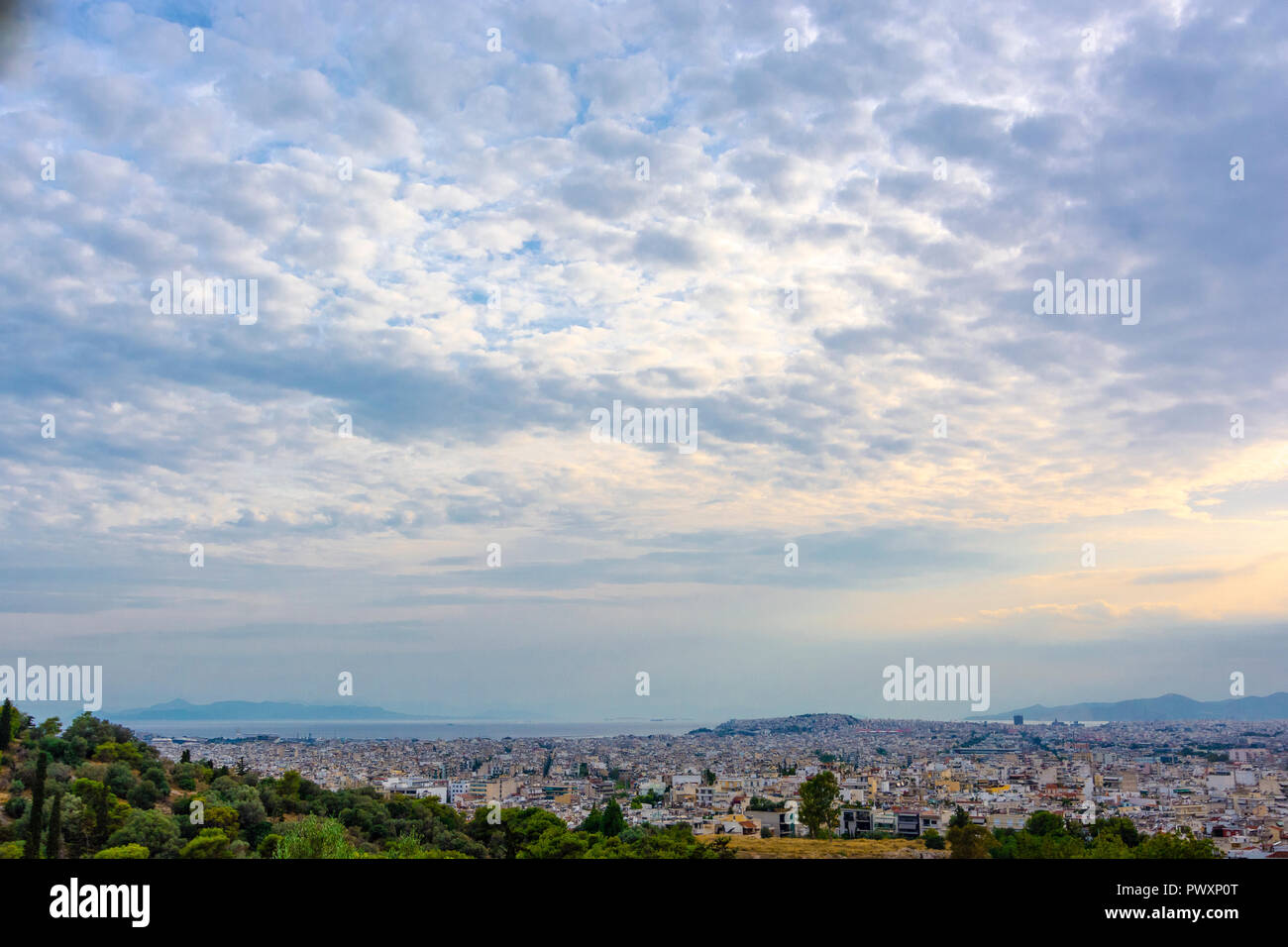 Dramatic Cloudscape over Athens with Vivid Colors, Traveling Clouds in the Sky, Greece Stock ...