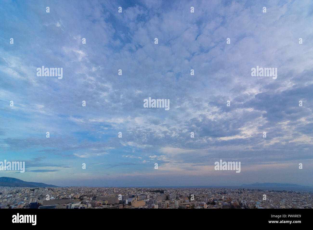 Dramatic Cloudscape over Athens with Vivid Colors, Traveling Clouds in the Sky, Greece Stock ...