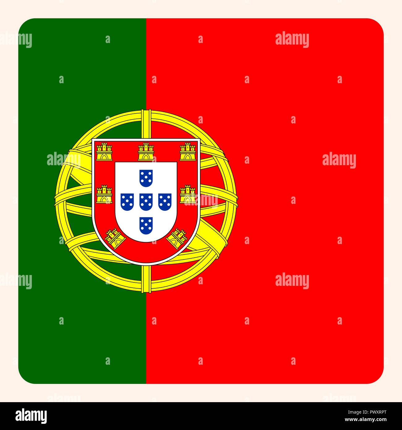 Portugal square flag button, social media communication sign, business ...