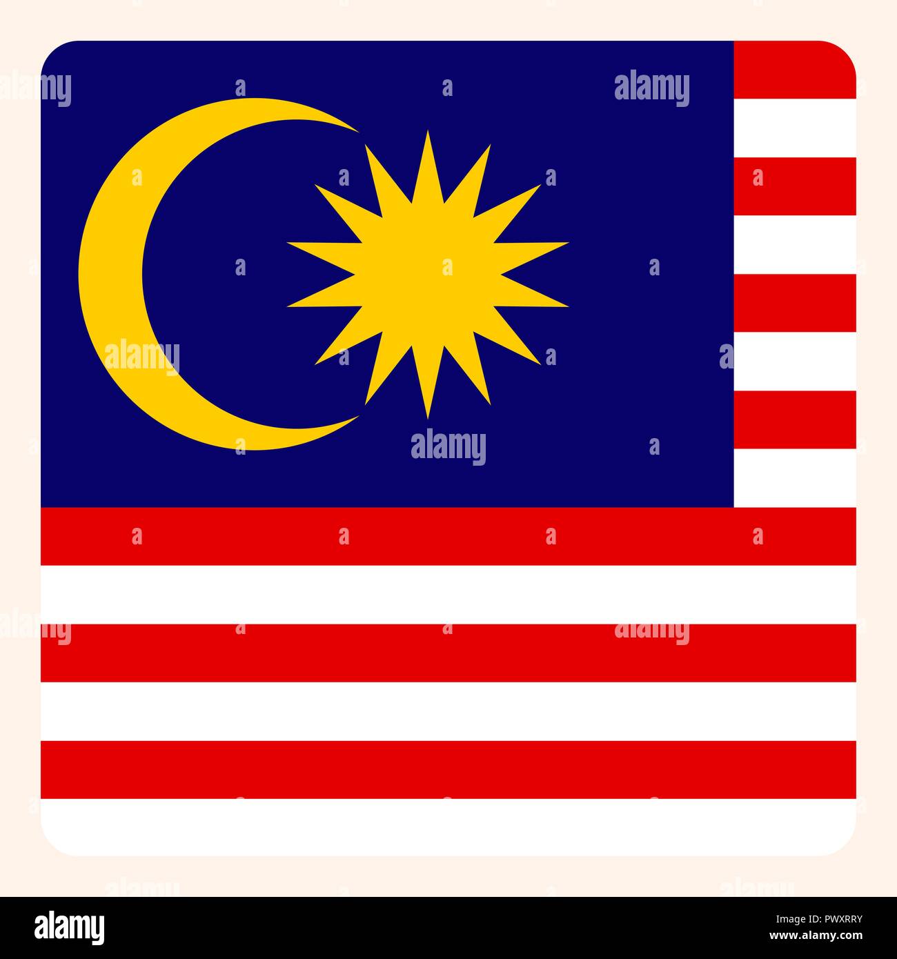 Malaysia Square Flag Button Social Media Communication Sign Business