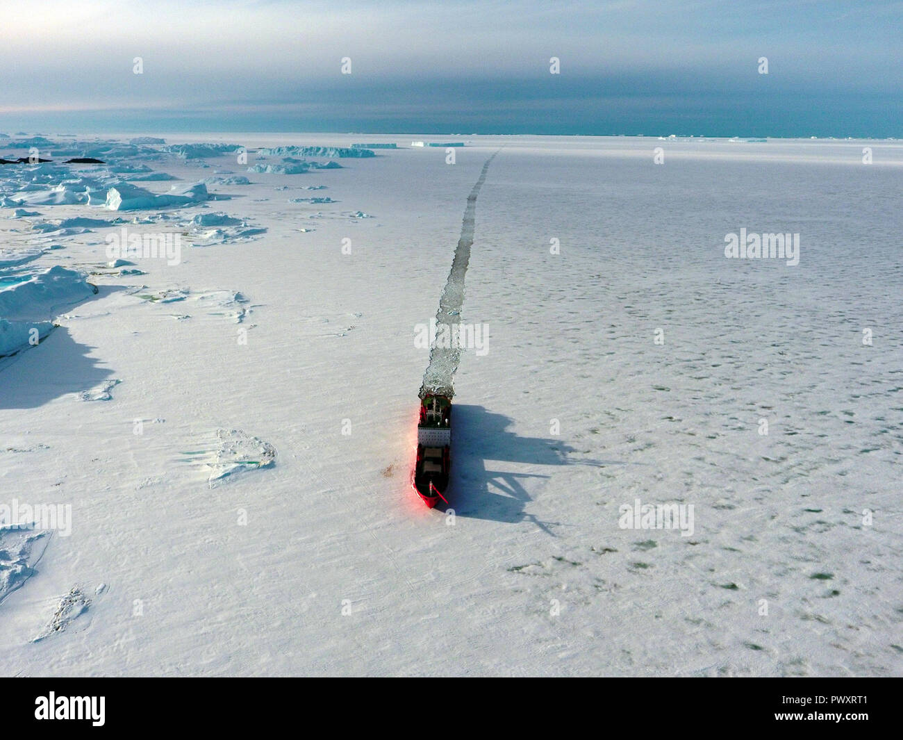 Progress station, Antarctica, January 10, 2017: The cargo ship costs at ...