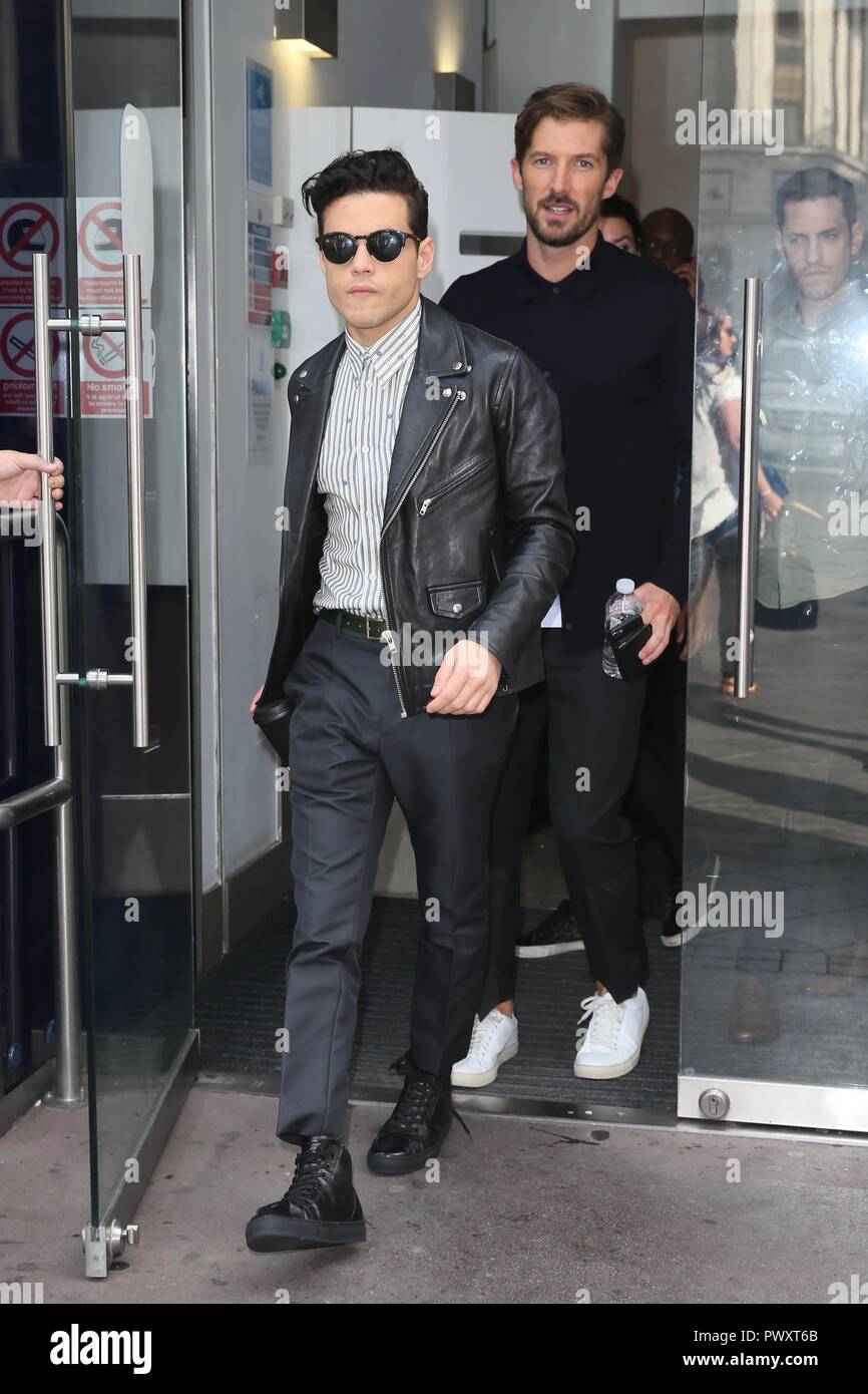 Rami Malek and Gwilym Lee seen leaving Global studios after doing radio ...
