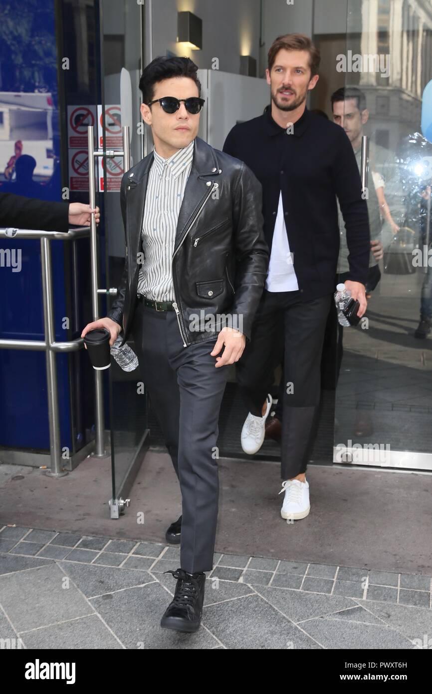 Rami Malek and Gwilym Lee seen leaving Global studios after doing radio ...