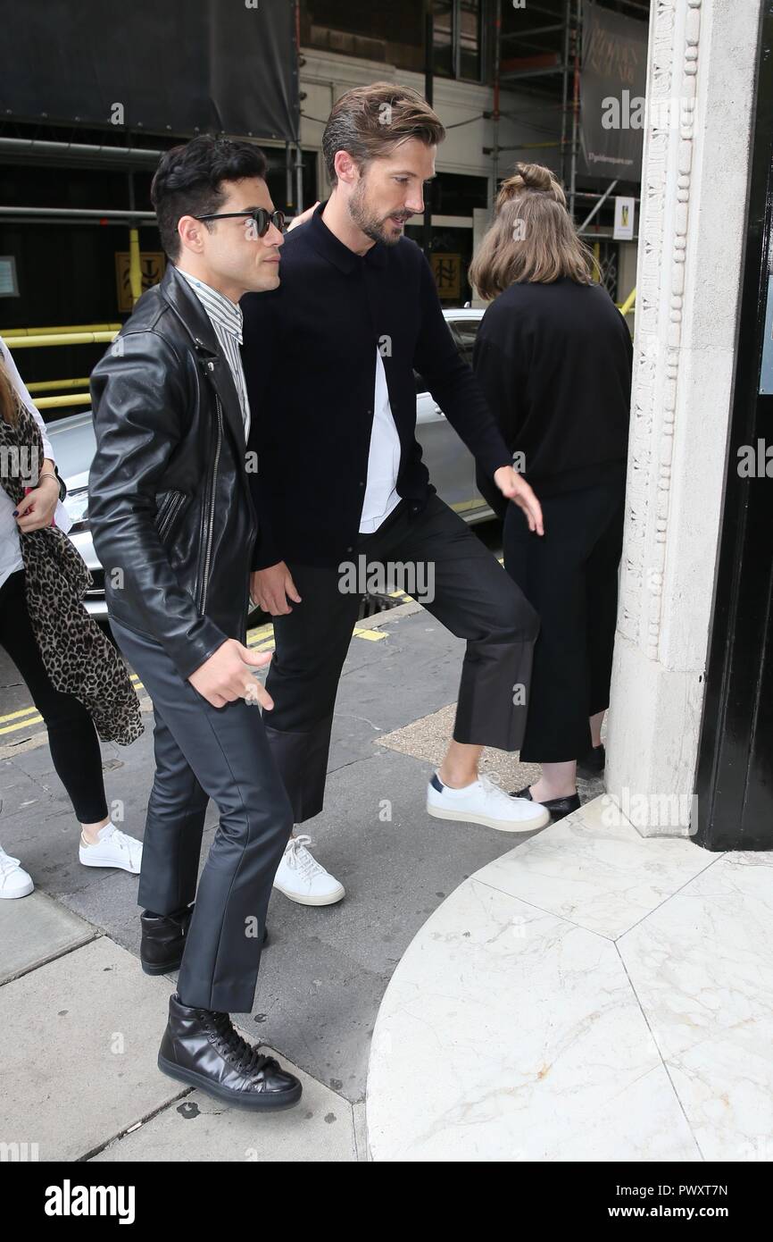Rami Malek and Gwilym Lee seen leaving Global studios after doing radio ...