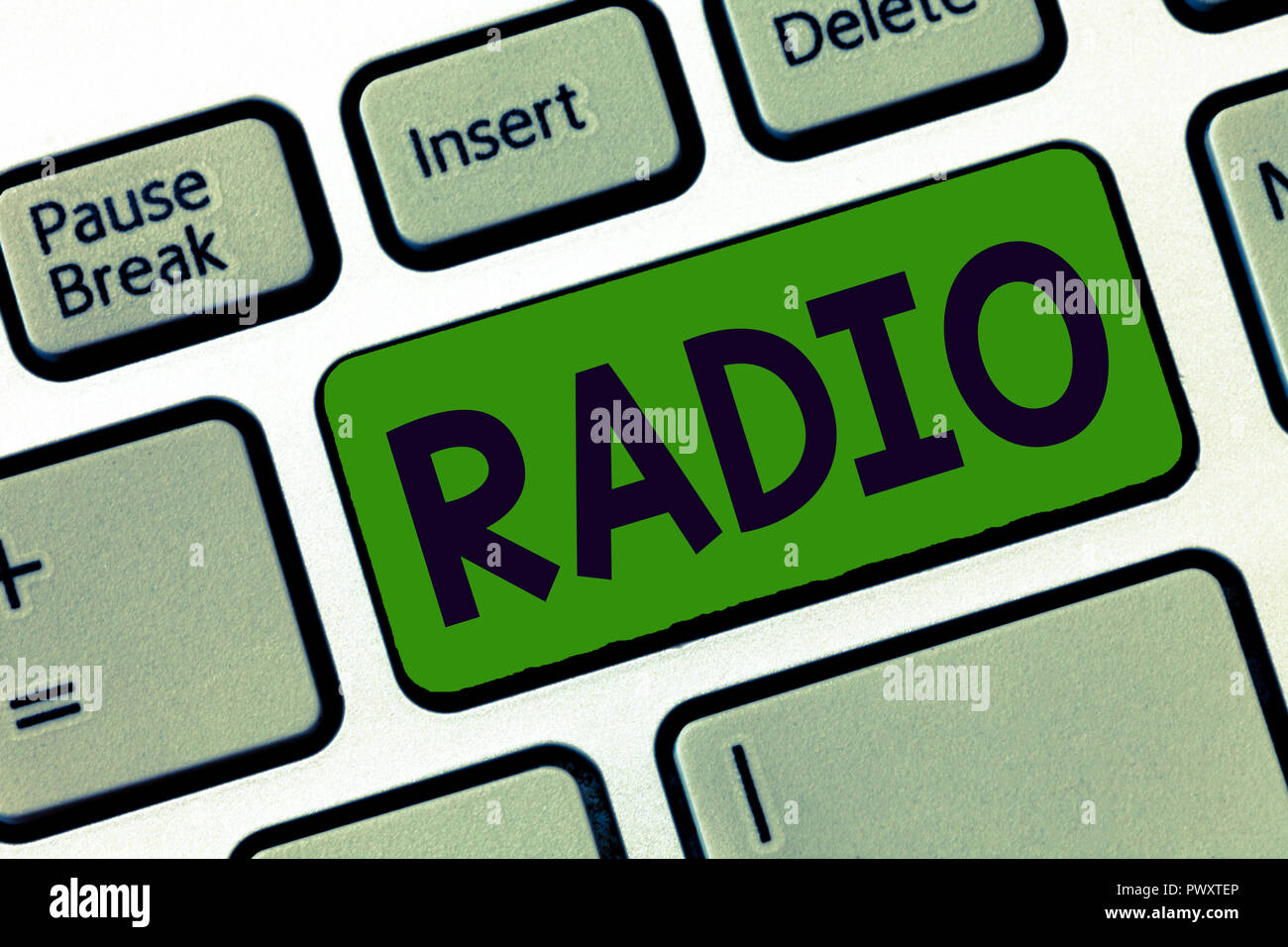 Writing note showing Radio. Business photo showcasing transmission ...