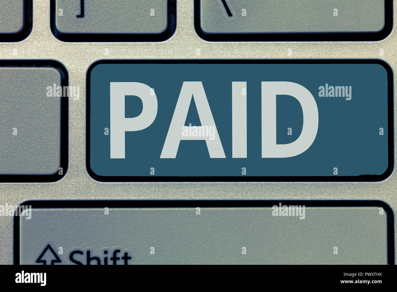 Text sign showing Paid. Conceptual photo Due for job done Ones receive ...