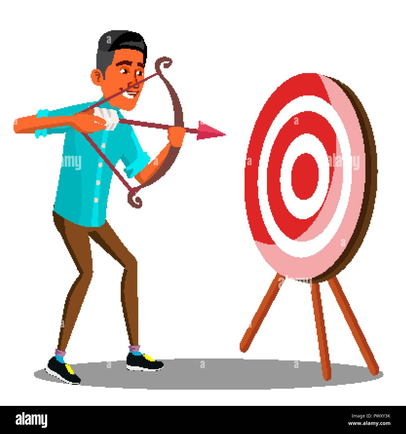 Business Purpose, Manager Shooting At The Target Vector. Isolated ...