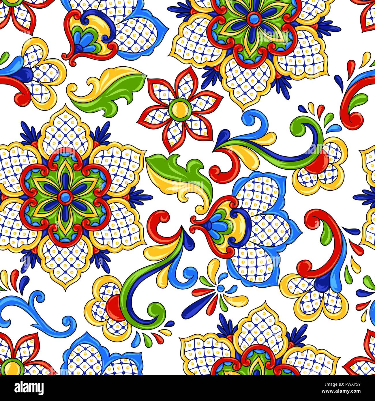 Mexican seamless pattern flowers Stock Vector Image & Art - Alamy