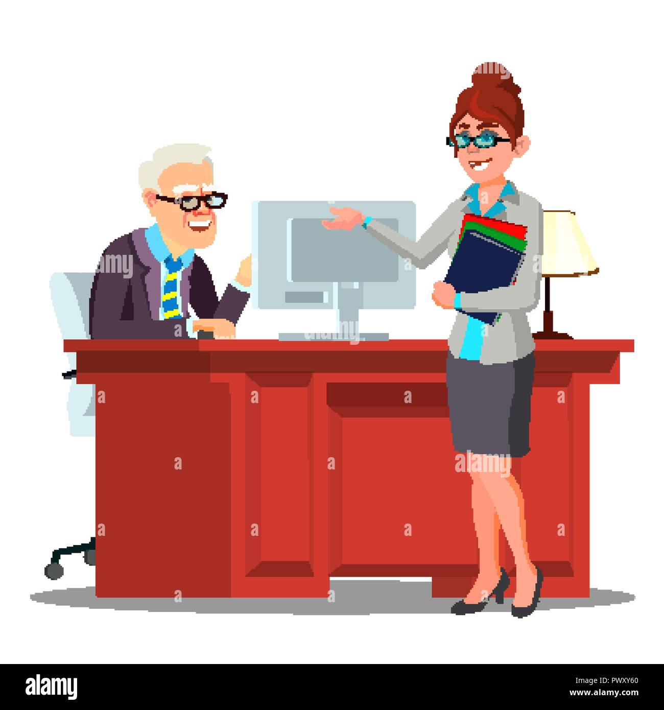 Interview, Candidate Introduces Herself To Staff Member With Curriculum ...