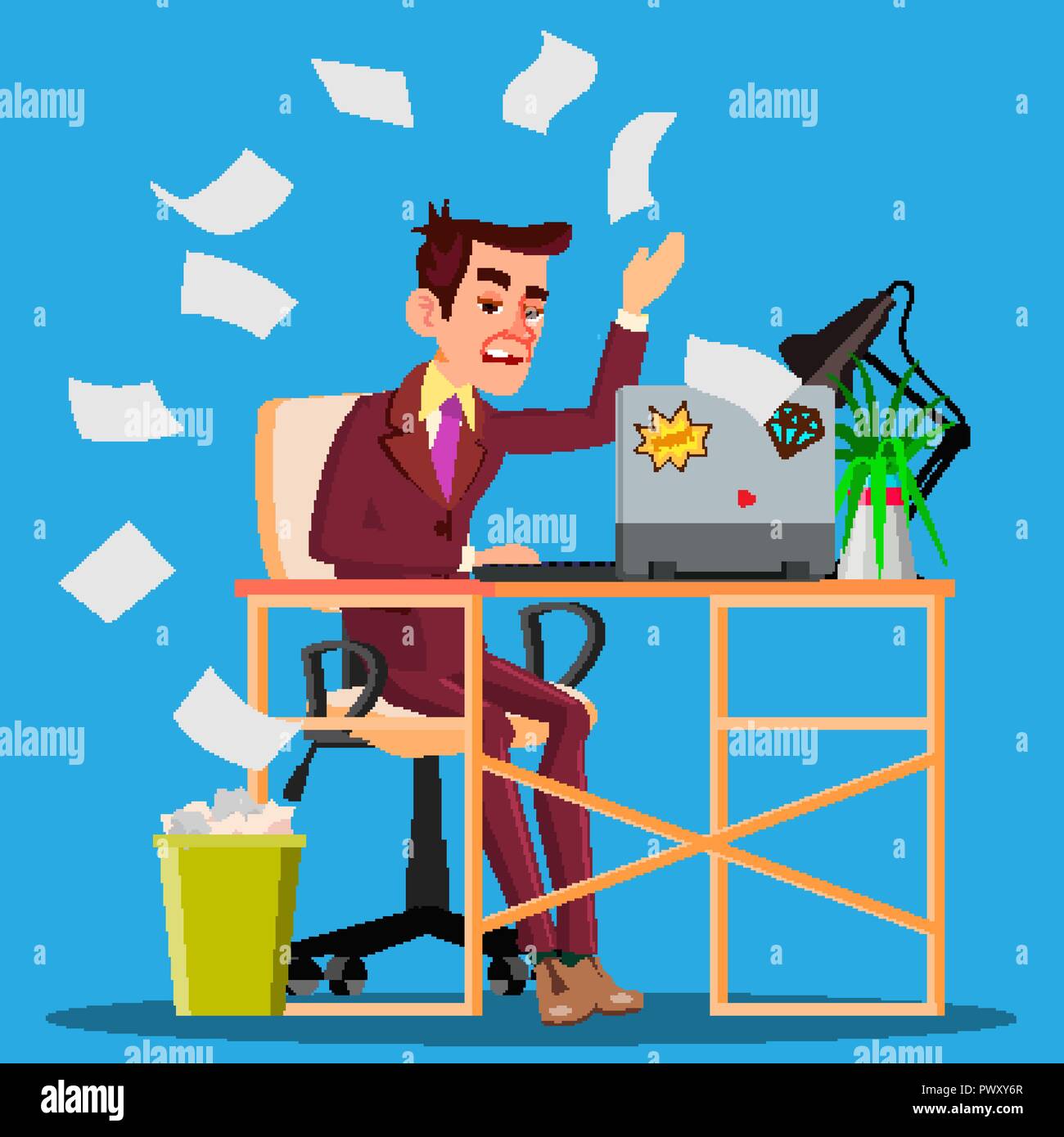 Angry businessman throwing in office Stock Vector Images - Alamy
