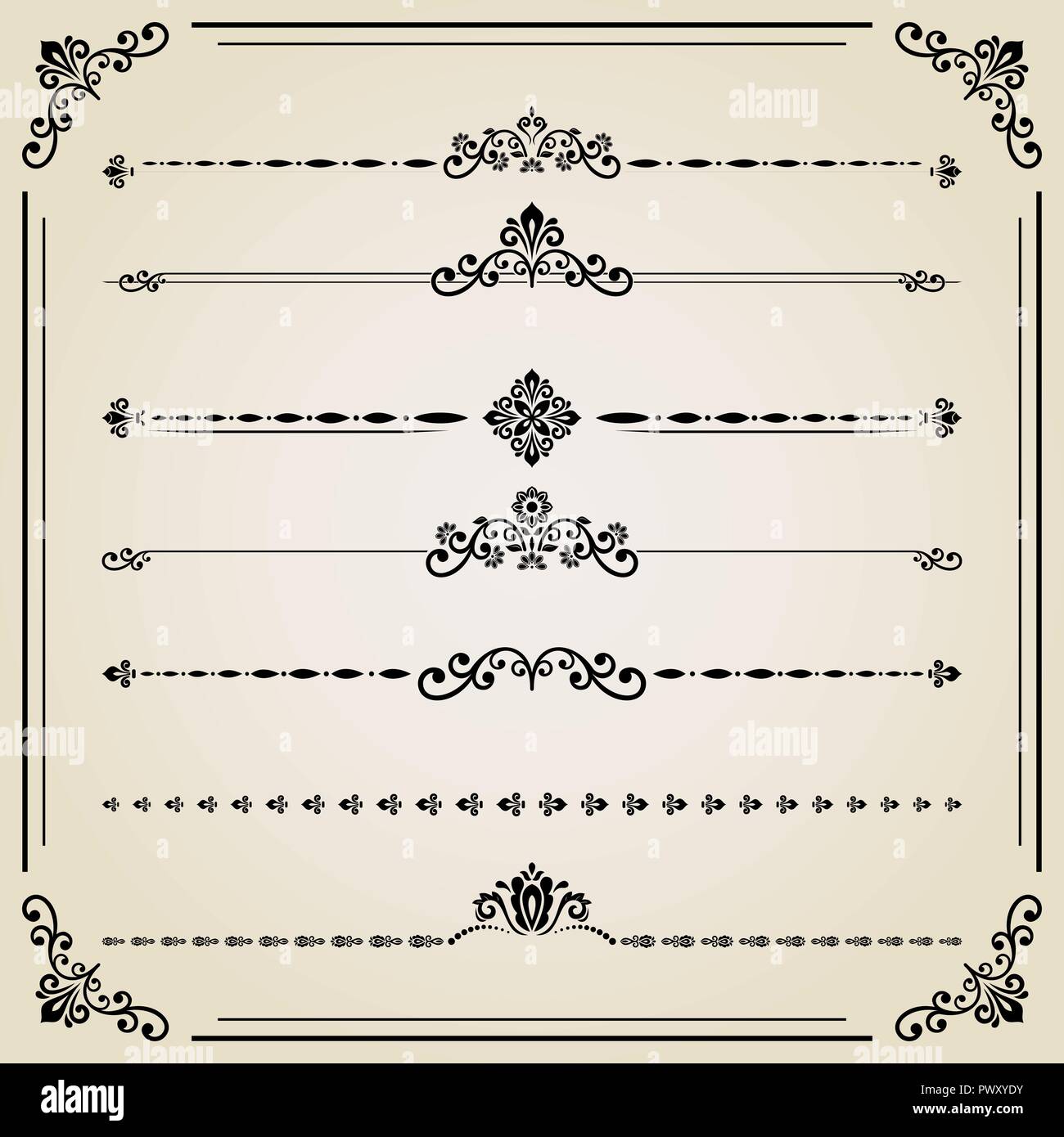 Vintage Set of Vector Horizontal Elements Stock Vector Image & Art - Alamy