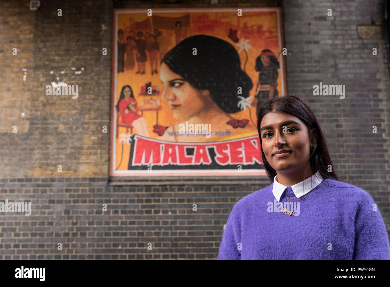 London, UK. 18 October 2018. Artist Justine Sehra in front of a newly ...