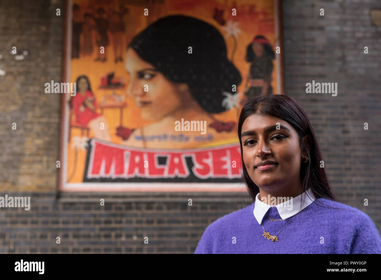 London, UK. 18 October 2018. Artist Justine Sehra in front of a newly ...