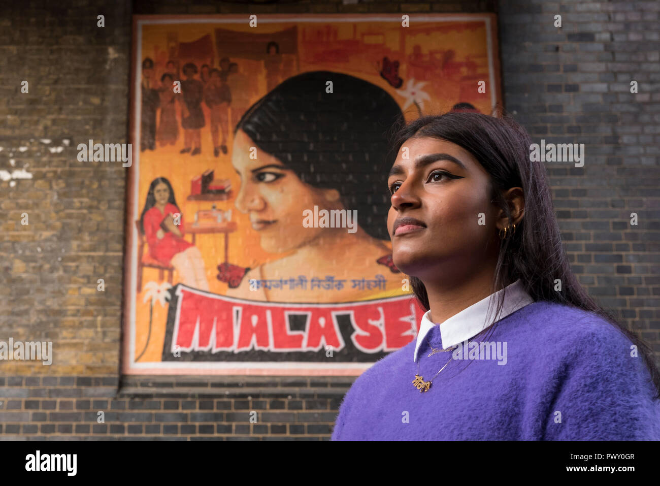 London, UK. 18 October 2018. Artist Justine Sehra in front of a newly ...