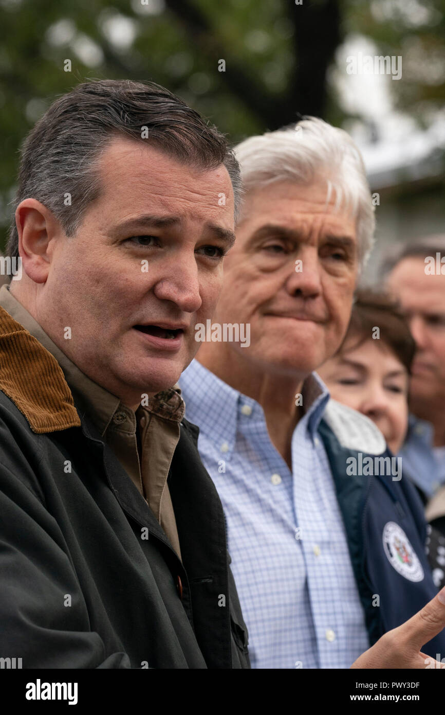 U.S. Sen. Ted Cruz, left, U.S. congressman Roger Williams, right, and ...