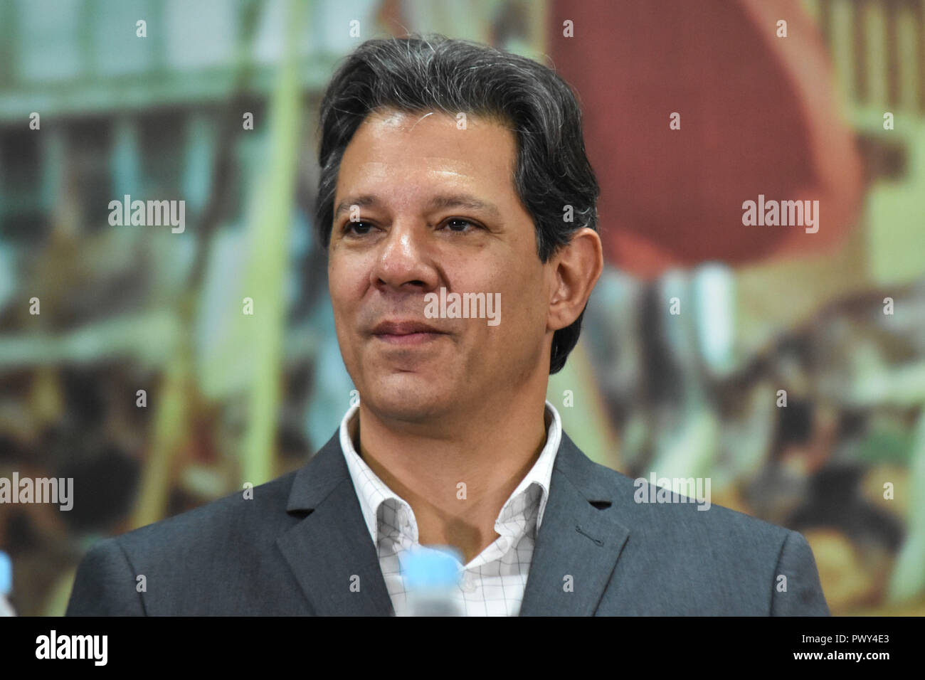 Sao Paulo, Brazil, 18th Oct 2018. Fernando Haddad, (PT) candidate for ...