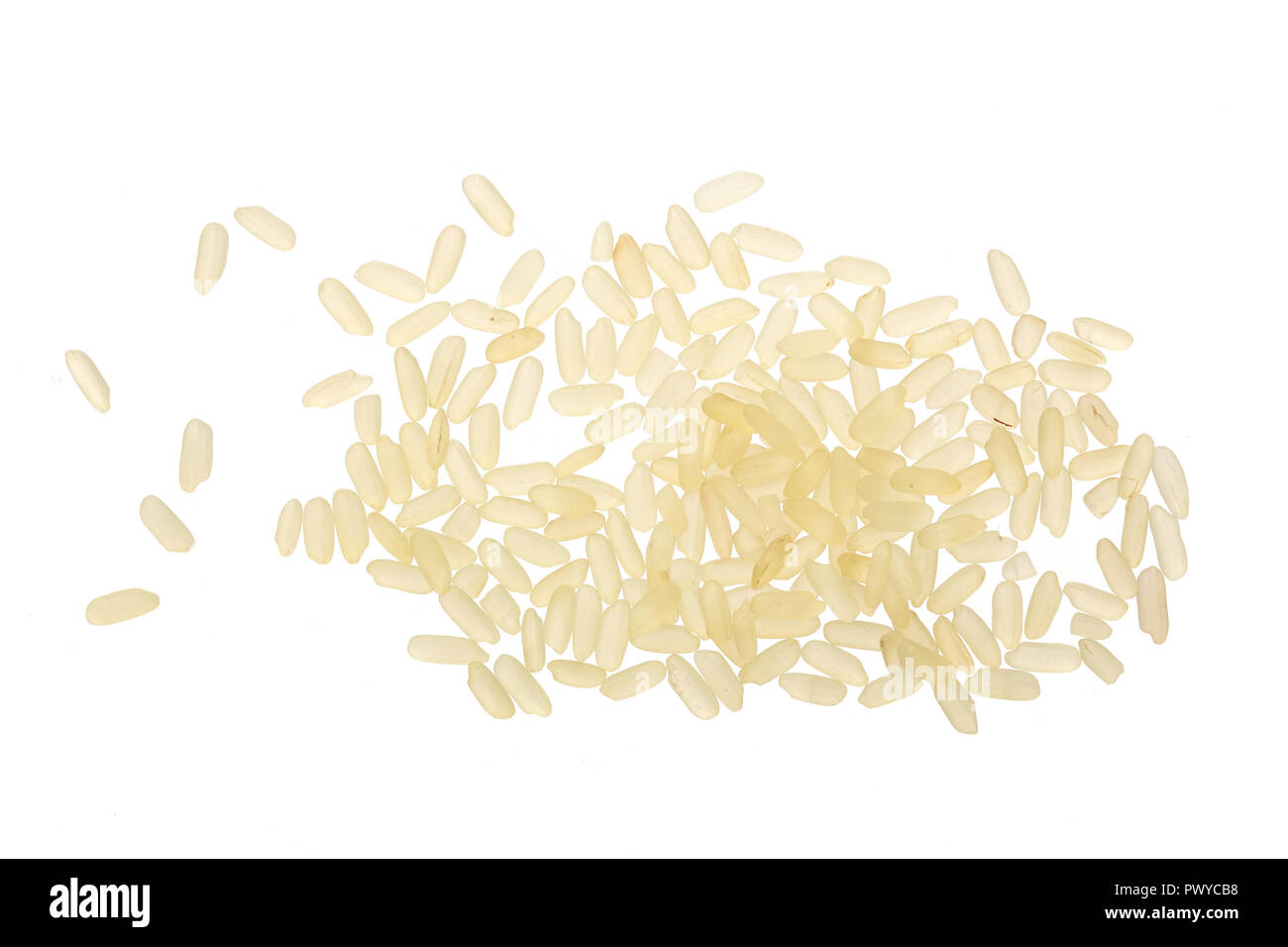 rice grains isolated on white background. Top view. Flat lay Stock ...