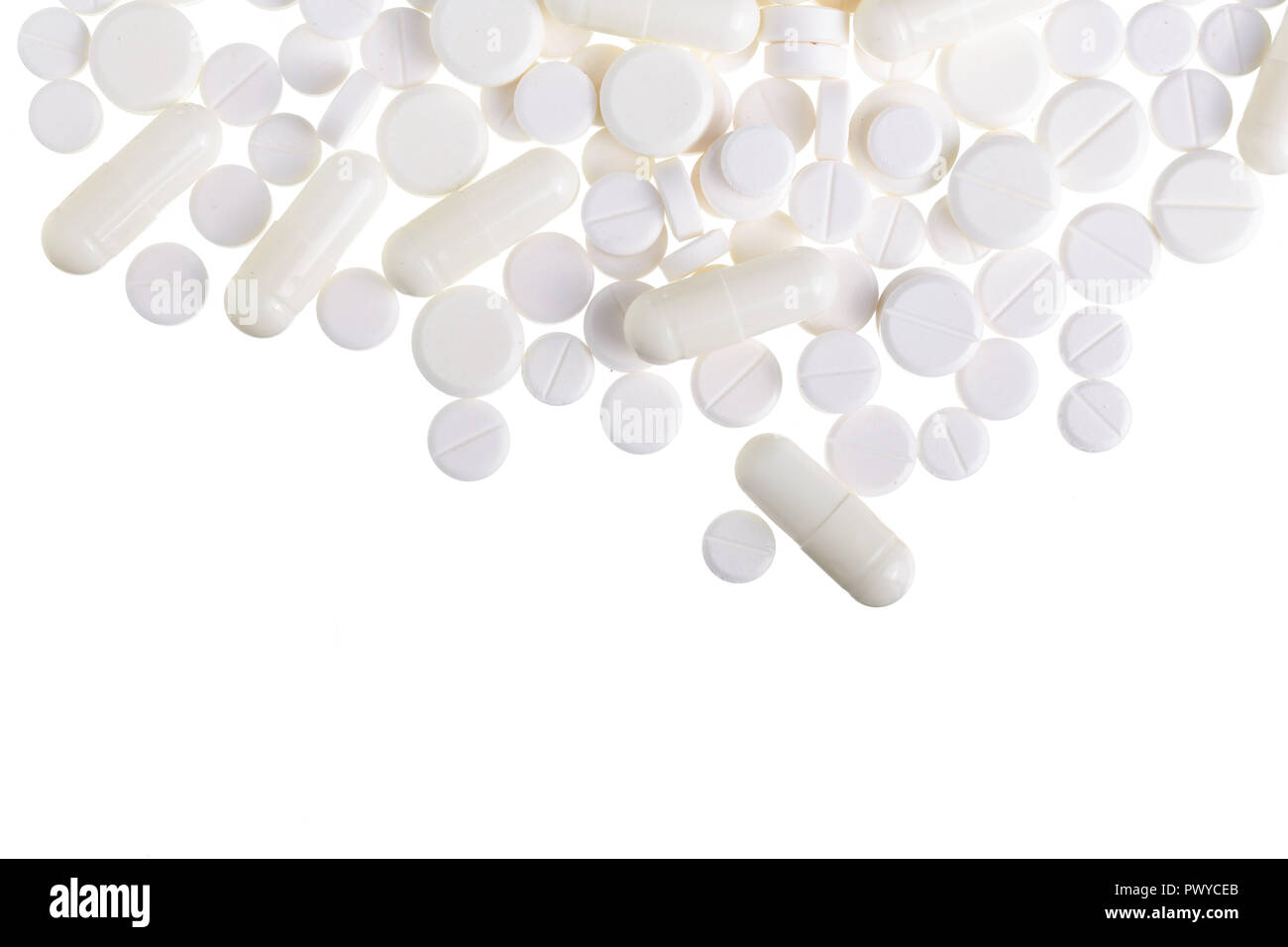 white pill capsule isolated on white background with copy space for ...