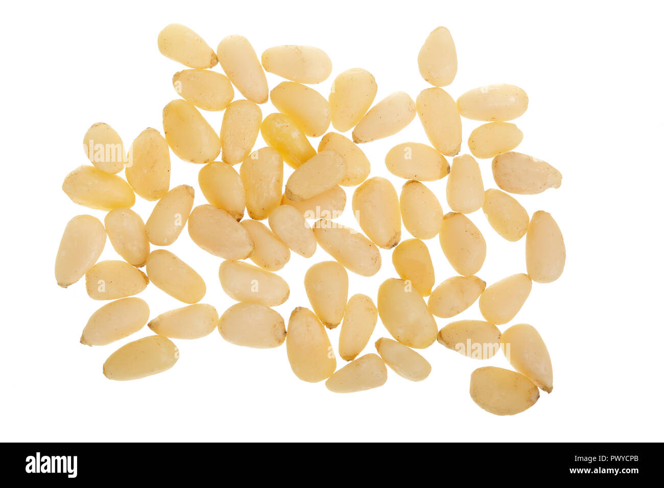Shelled cedar pine nuts isolated on white background. top view Stock ...