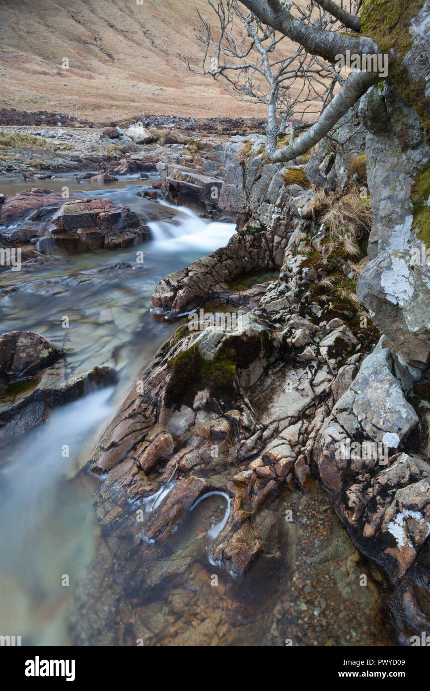 A river passes by mossy rocks in a Scottish Glen Stock Photo - Alamy