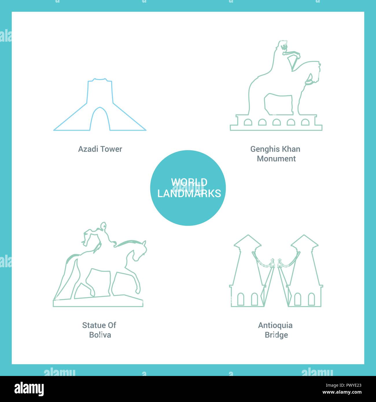 World Famous landmarks and monuments design with white background ...