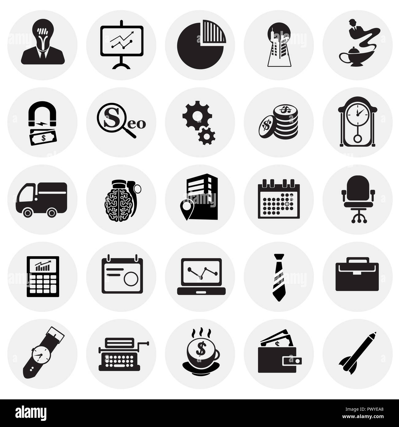 Business icons set on white background Stock Photo - Alamy