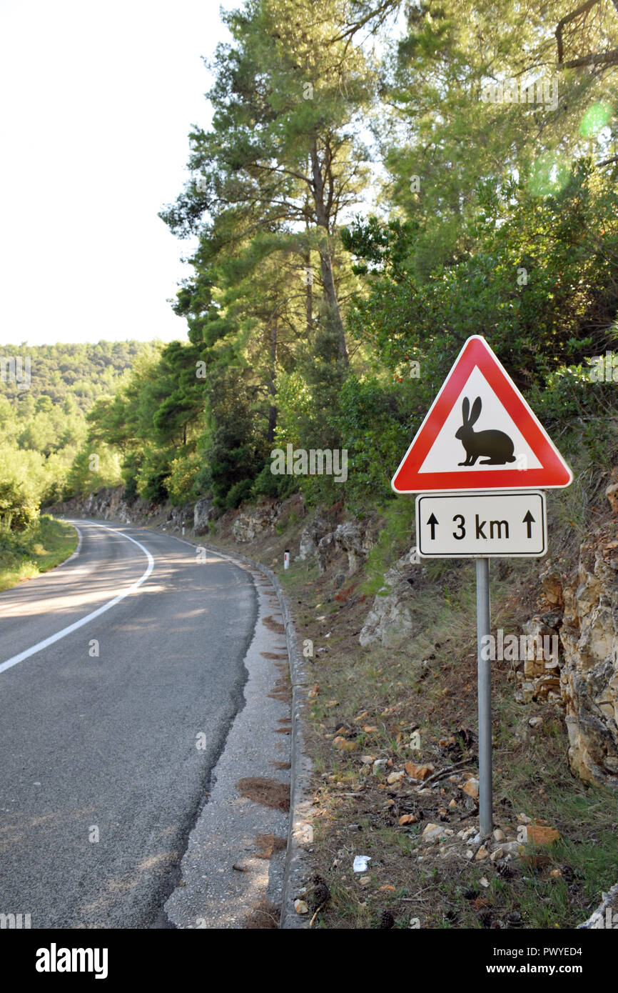Rabbit warning road sign hi-res stock photography and images - Alamy