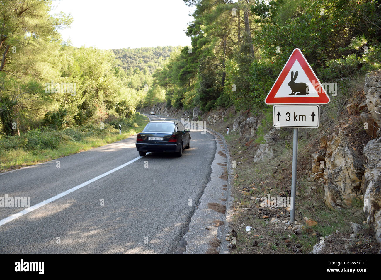 Rabbit warning road sign hi-res stock photography and images - Alamy