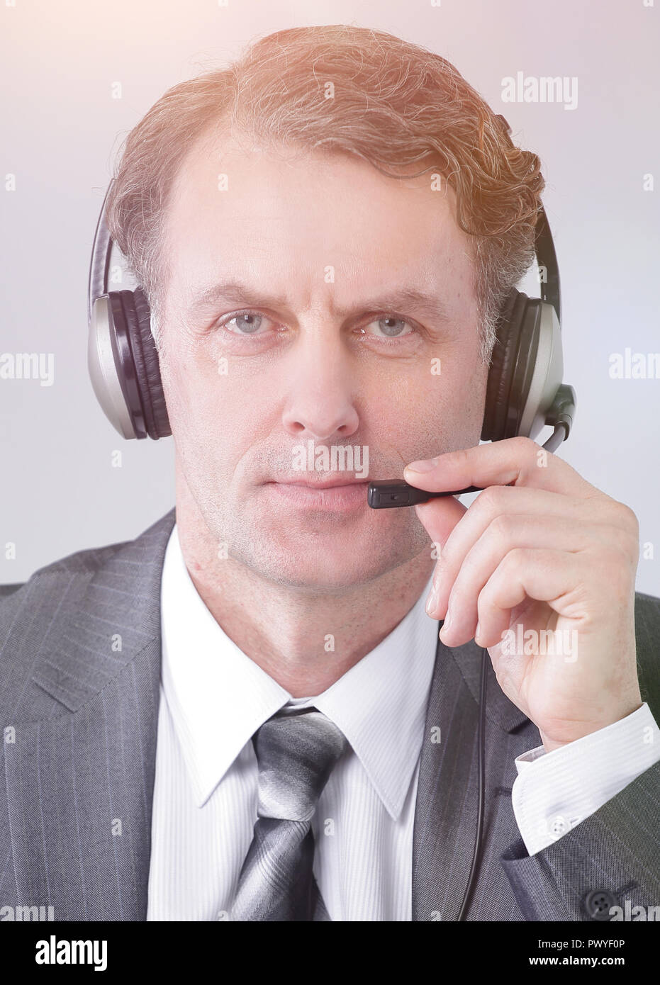 closeup .portrait of confident employee call center Stock Photo - Alamy