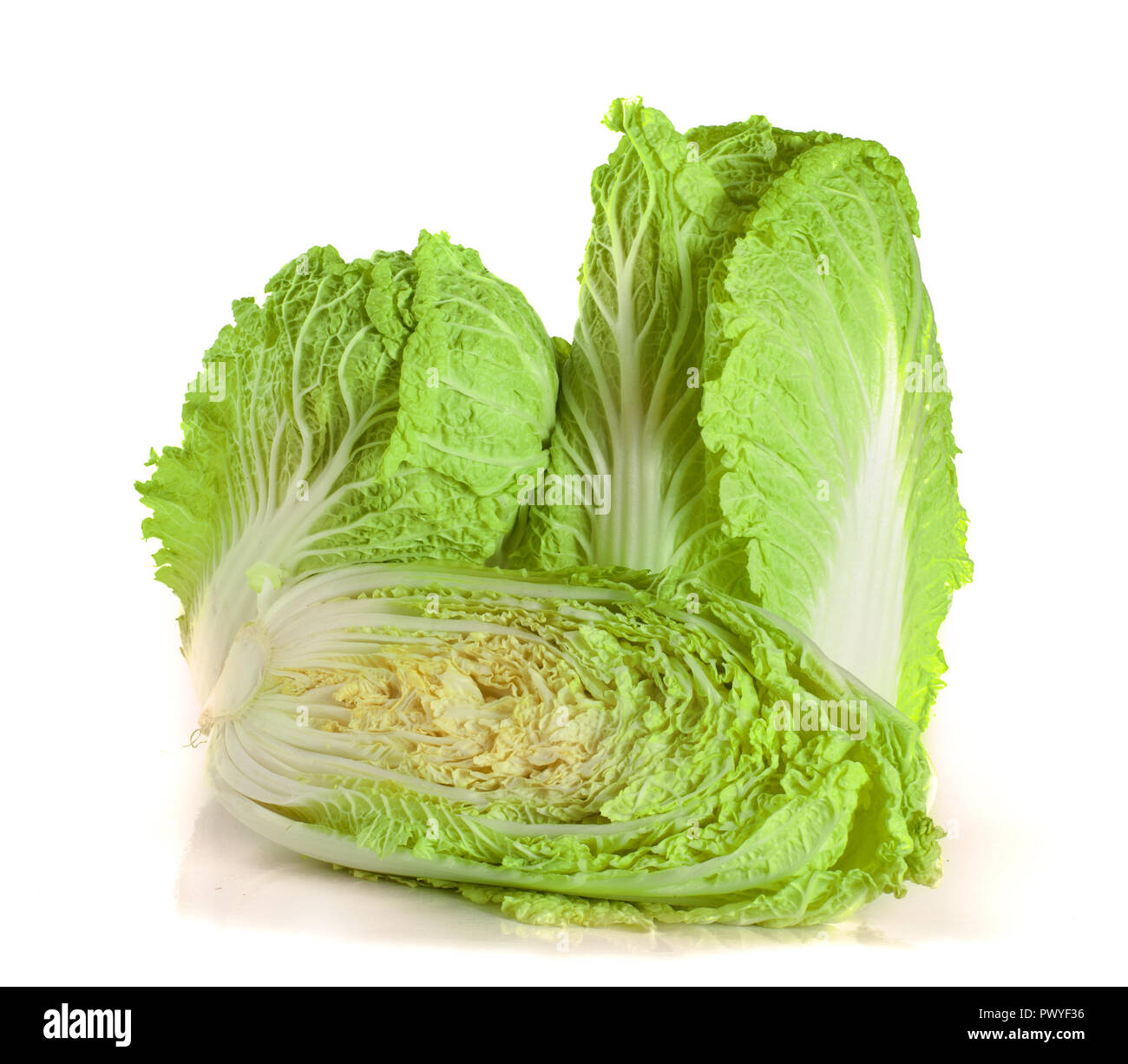 chinese cabbage and half isolated on white background Stock Photo - Alamy