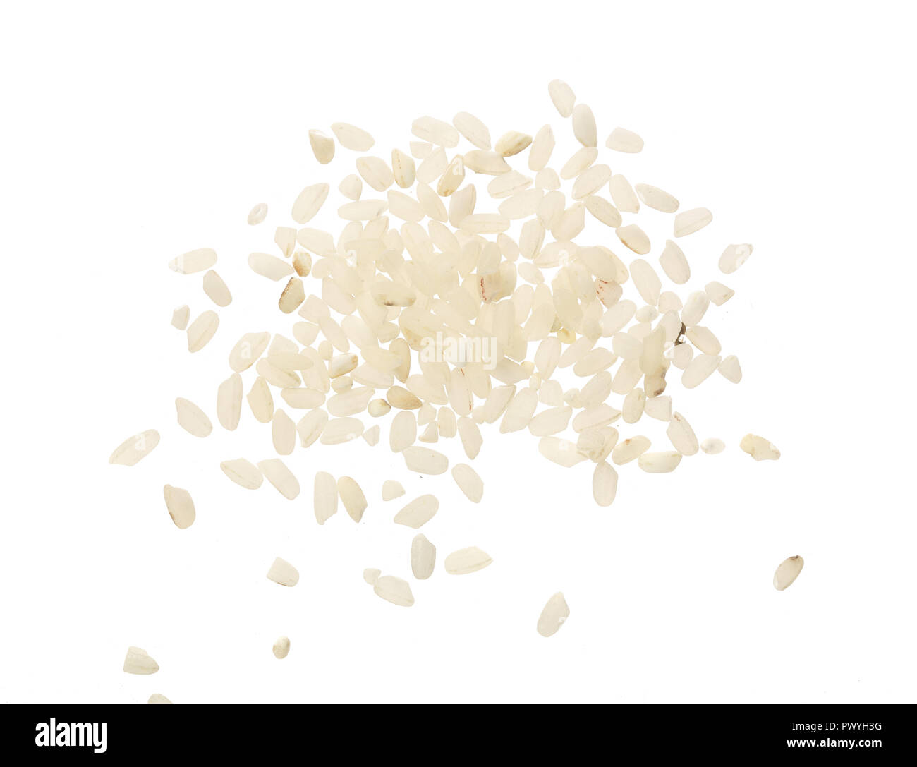 rice grains isolated on white background. Top view. Flat lay Stock ...