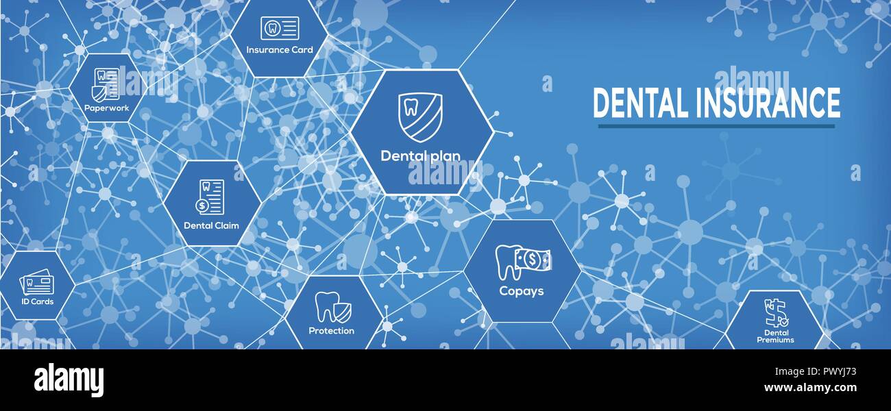 Dental Insurance Web Header Banner - Outline Icons, teeth, premiums ...