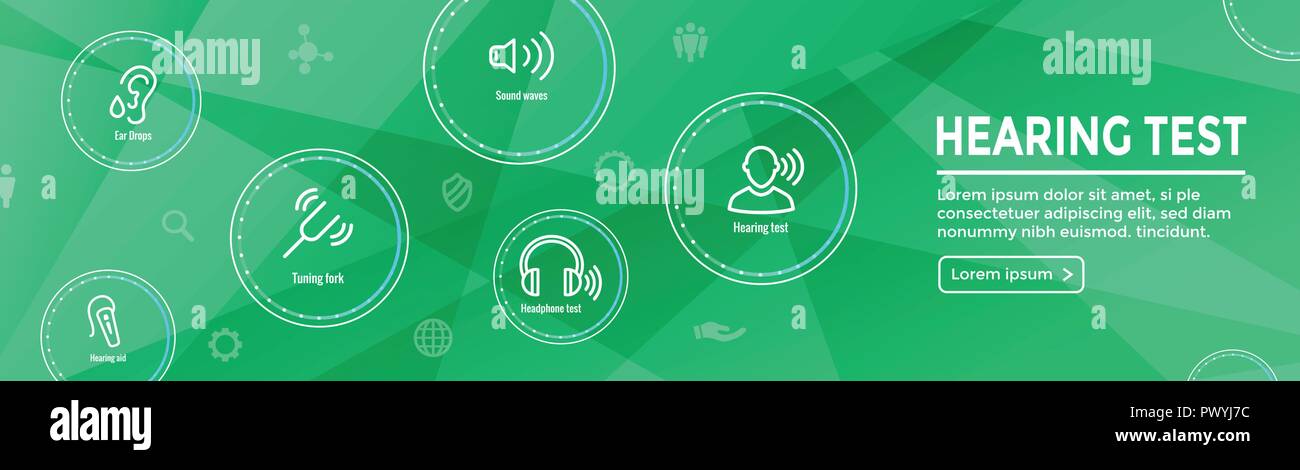 Hearing Test - Hearing Aid or loss / Sound Wave Images Set Web Header ...