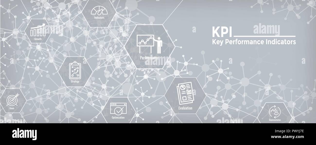 KPI w Key Performance Indicators Web Header Banner and Icon set Stock ...