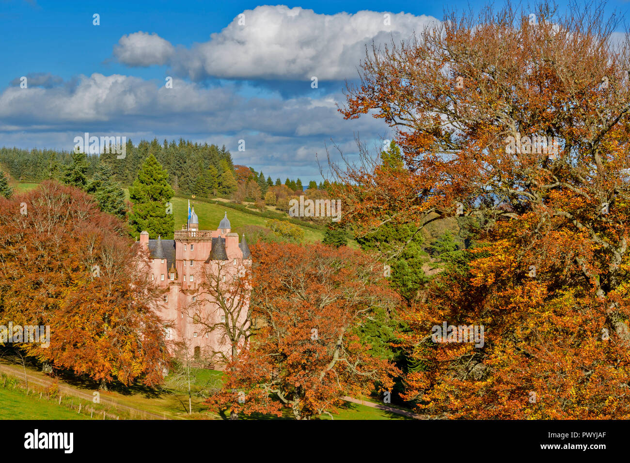 CRAIGIEVAR CASTLE ABERDEENSHIRE SCOTLAND THE PINK CASTLE RUSSET BEECH ...