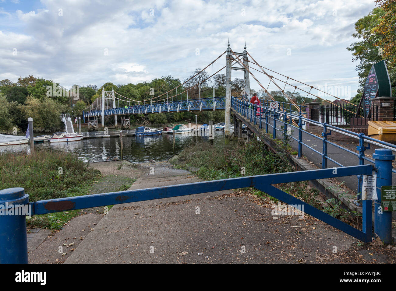 The Western Suspension Bridge at Teddington Lock,England,UK Stock Photo ...