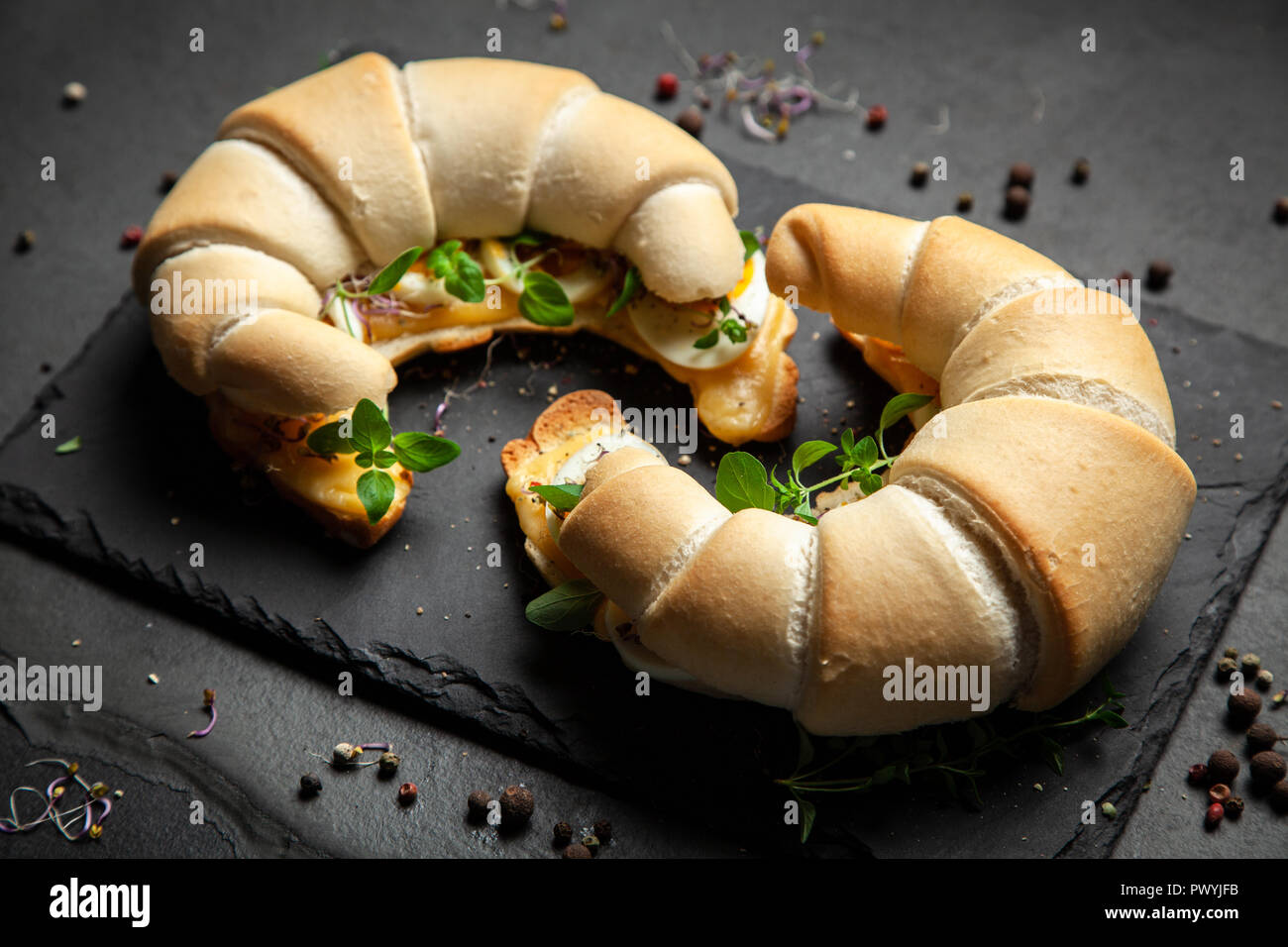 Butter croissant sandwiches Stock Photo - Alamy