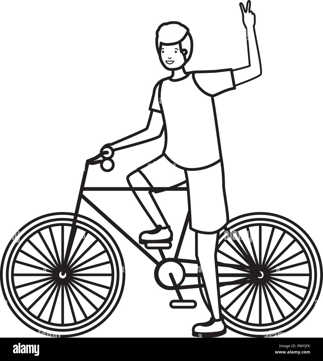 young man in bicycle sport character Stock Vector Image & Art - Alamy