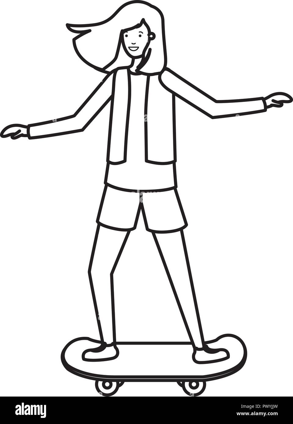 young woman practicing skateboarding character Stock Vector Image & Art ...