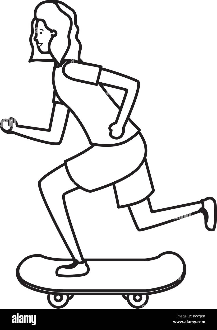 young woman practicing skateboarding character Stock Vector Image & Art ...