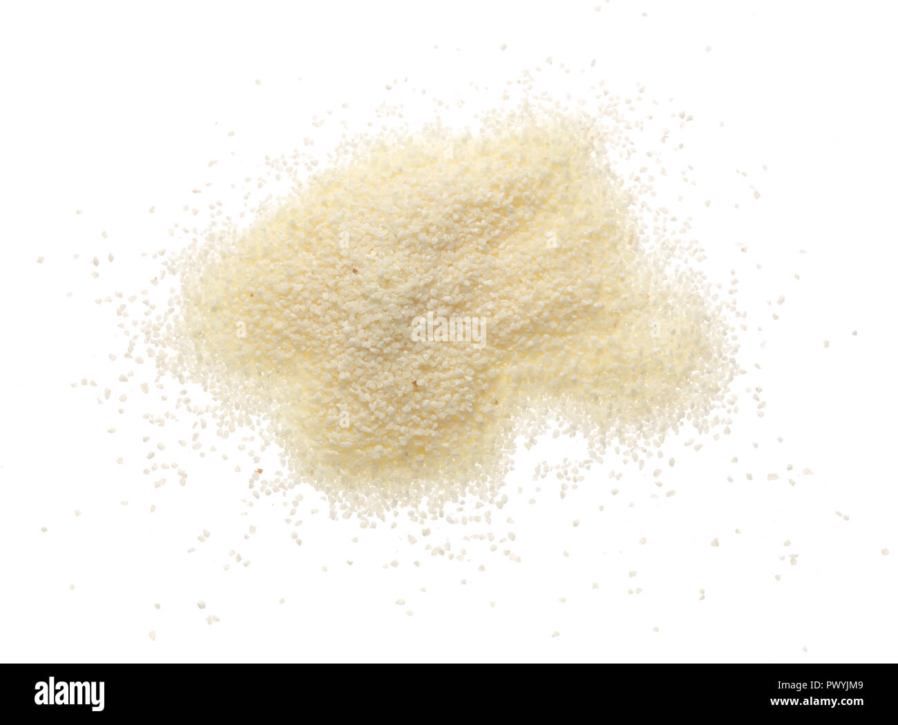 raw semolina isolated on white background. Top view Stock Photo - Alamy