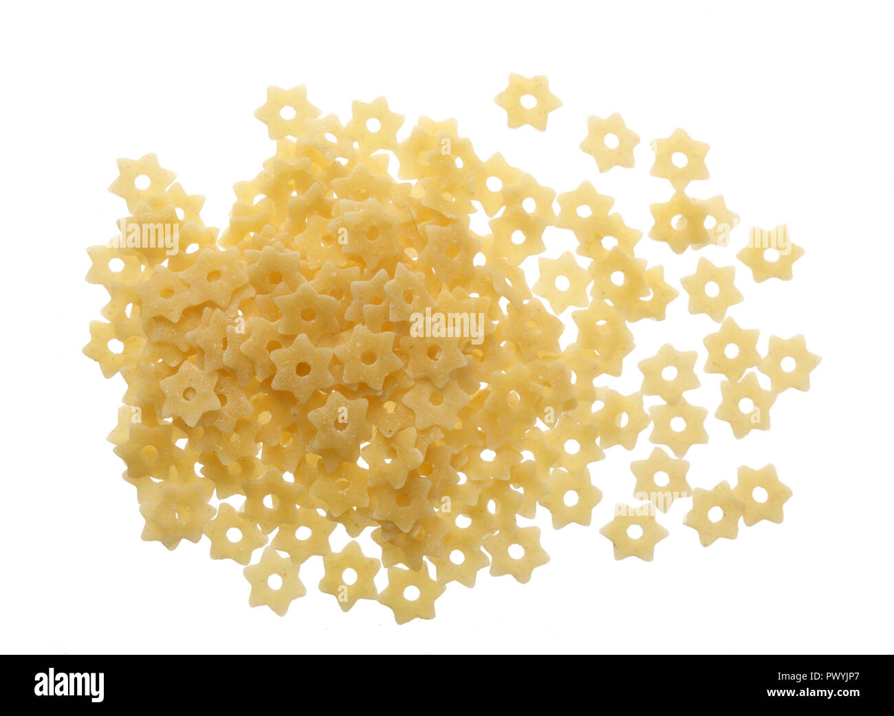 pasta star shape isolated on white background. Top view. Flat lay Stock ...