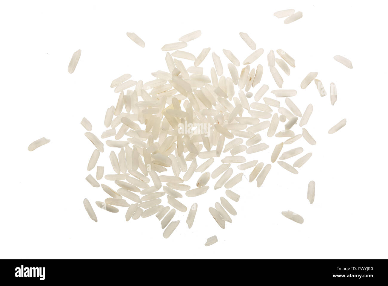 rice grains isolated on white background. Top view. Flat lay Stock ...