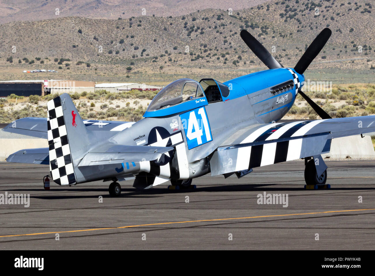 P-51 Mustang and Unlimited Air Racer "Lady B" sits on the ramp prior to ...