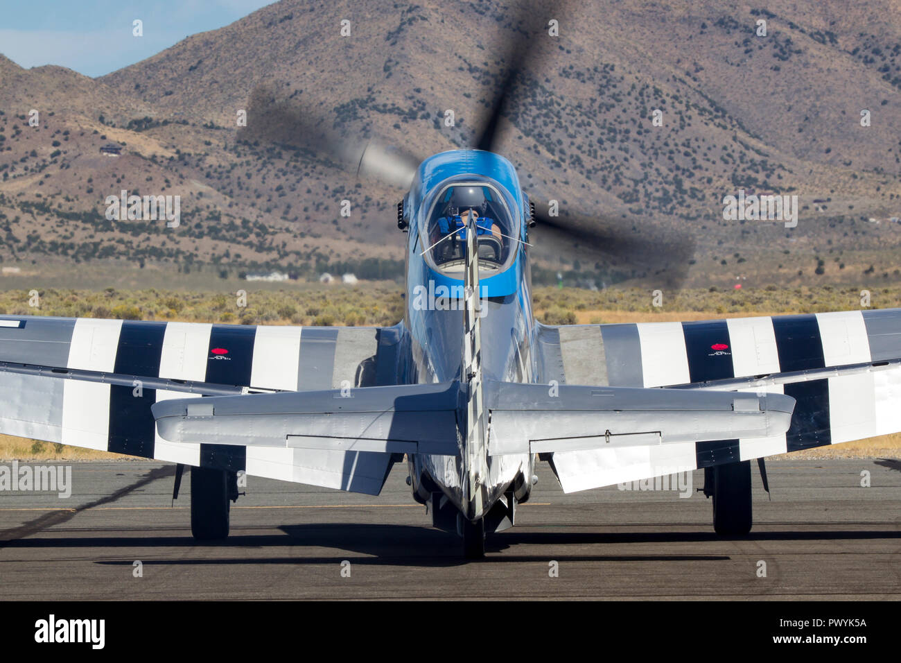 P-51 Mustang and Unlimited Air Racer "Lady B" prepares to taxi on the ...